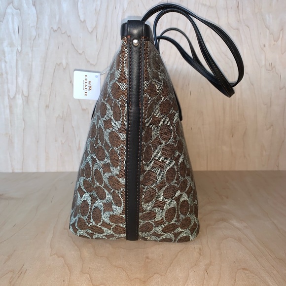 Coach | Bags | Coach Taxi Zip Top Tote Signature Coated Canvas Brown ...